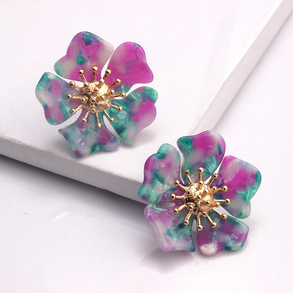 Hana Hibiscus Sculpted Resin Earrings