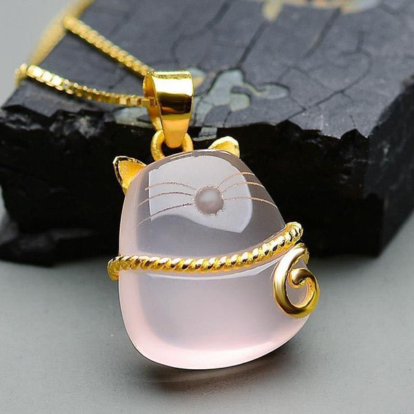 Maneki Rose Quartz Pendant