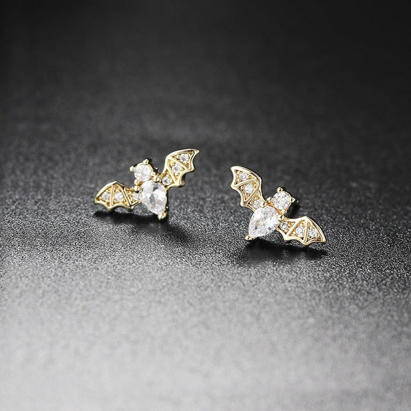 Wednesday Bat Crystal Stud Earrings